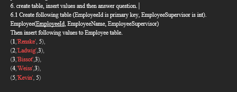 Solved 6. create table, insert values and then answer | Chegg.com