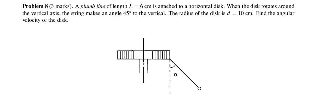 Solved Problem 8(3 marks ). A plumb line of length L=6 cm is | Chegg.com