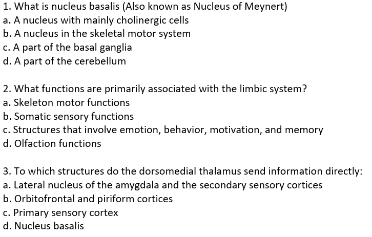 Solved 1. What is nucleus basalis (Also known as Nucleus of | Chegg.com