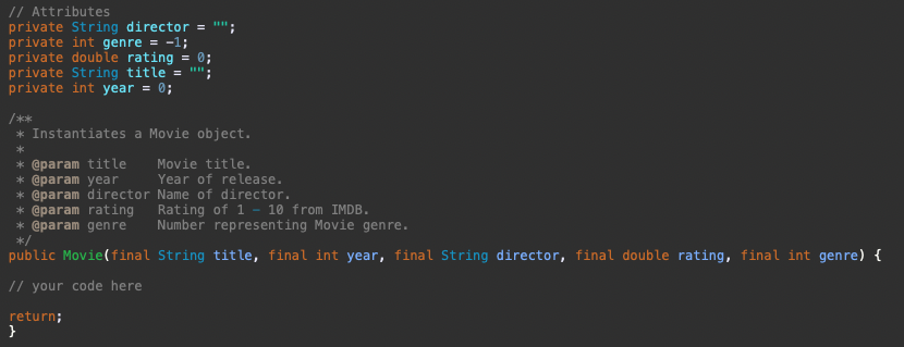 Solved // Attributes private String director ="; private int | Chegg.com