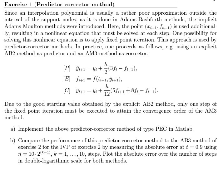 method) Exercise 1 (Predictor-corrector Since an | Chegg.com