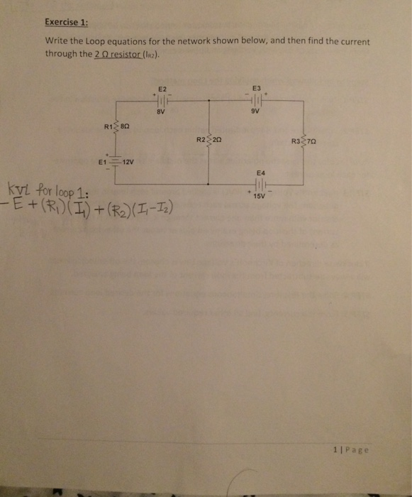 Solved Exercise 1: Write the Loop equations for the network | Chegg.com