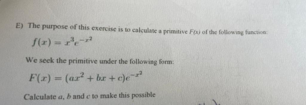 Solved E) The purpose of this exercise is to calculate a | Chegg.com