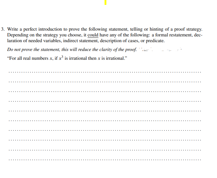 Solved 3. Write a perfect introduction to prove the | Chegg.com
