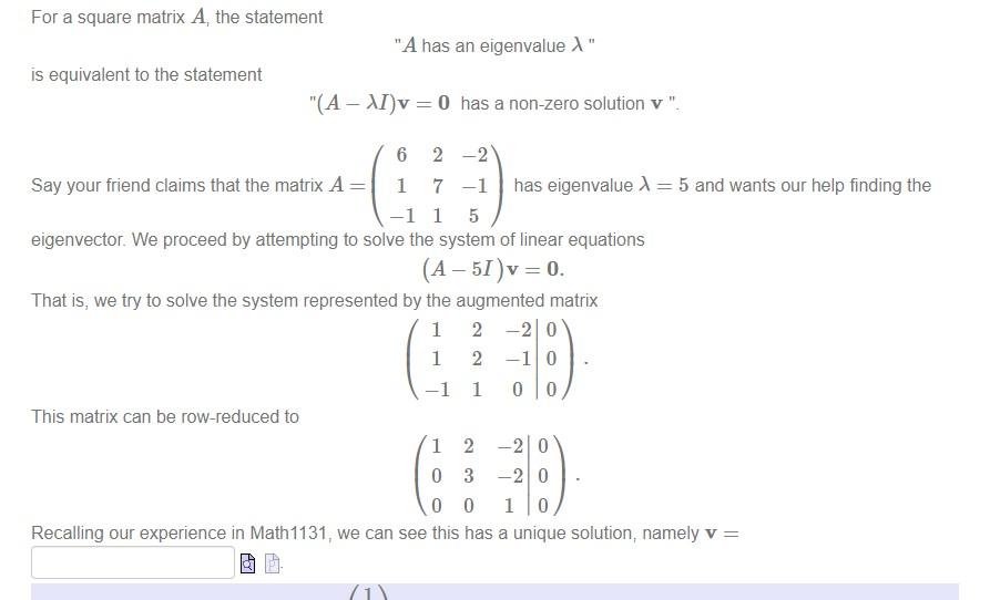 Solved For a square matrix A, the statement "A has an | Chegg.com