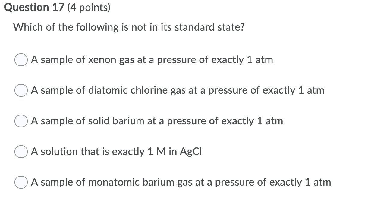 Solved Question 17 (4 points) Which of the following is not | Chegg.com