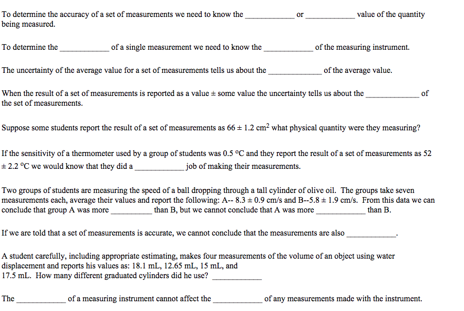Solved or To determine the accuracy of a set of measurements | Chegg.com