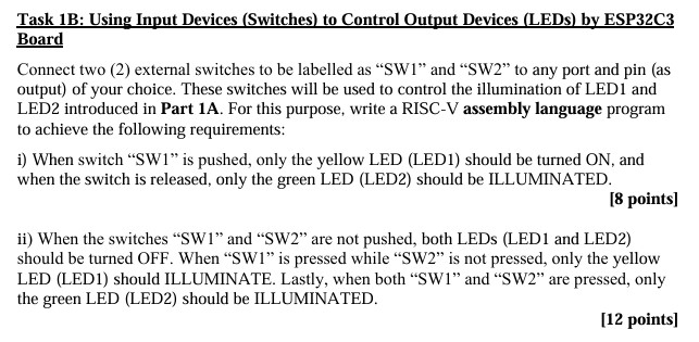 Task 1B: Using Input Devices (Switches) ﻿to Control | Chegg.com