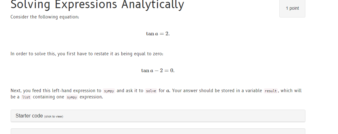 Solved Solving Expressions Analytically 1 point Consider the | Chegg.com