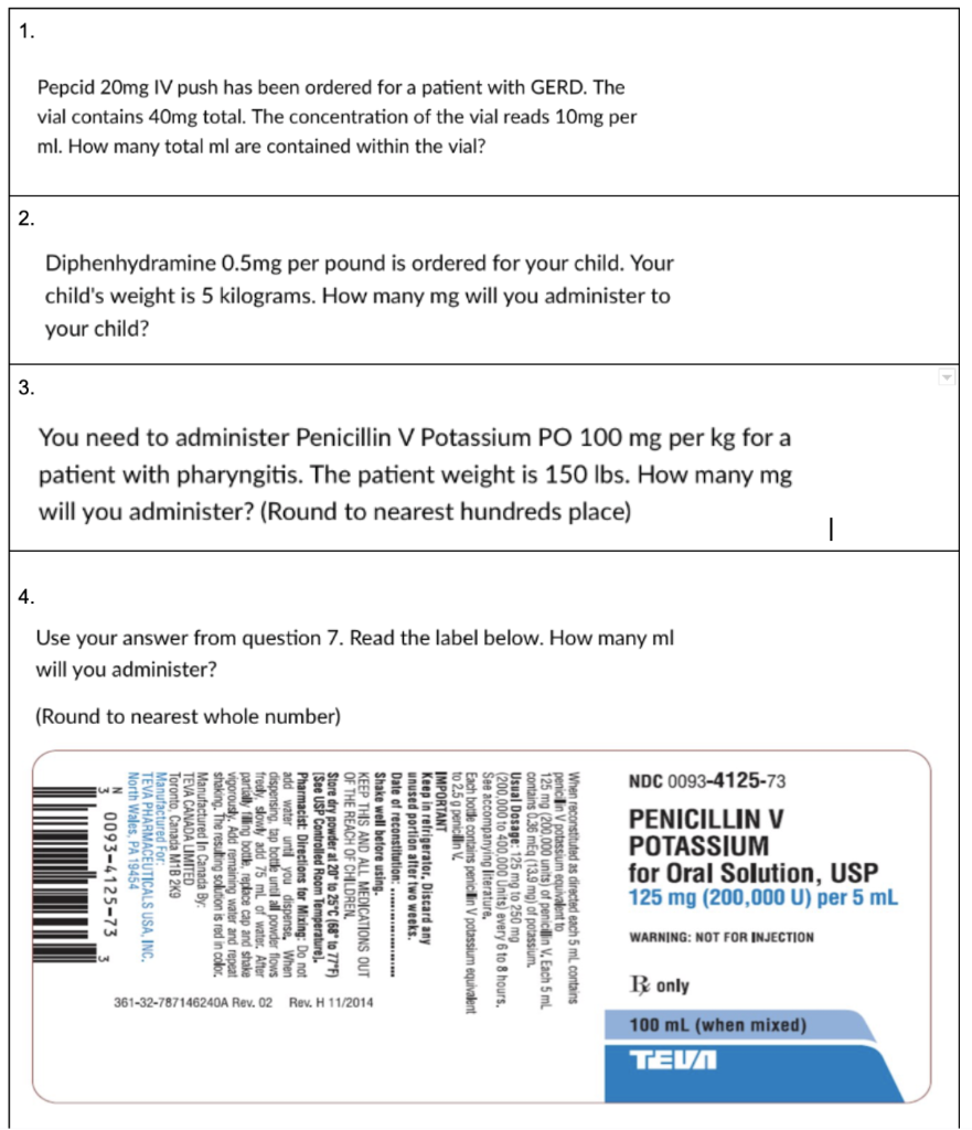 Solved 1. Pepcid 20mg IV push has been ordered for a patient | Chegg.com