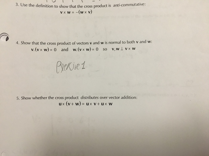 Solved 3. Use the definition to show that the cross product | Chegg.com