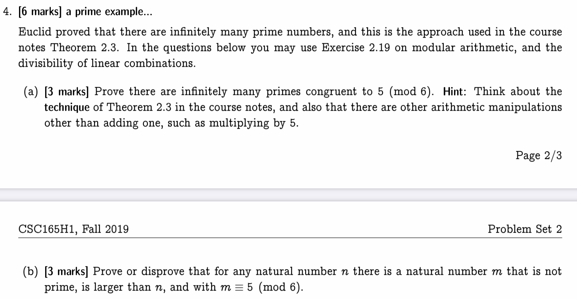 Solved 4. [6 marks] a prime example... Euclid proved that | Chegg.com