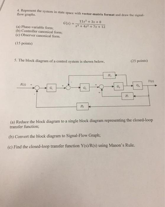 Solved 4. Represent the system in state space with | Chegg.com