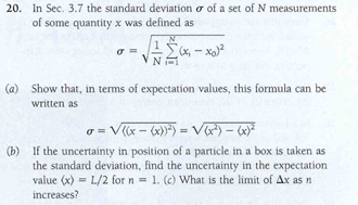 Solved 20. In Sec. 3.7 the standard deviation σ of a set of | Chegg.com