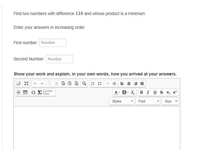 Solved Find two numbers with difference 118 and whose | Chegg.com