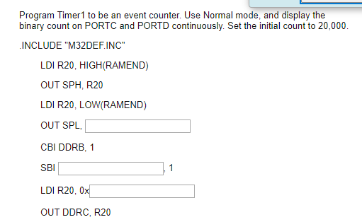 Program Timer 1 to be an event counter. Use Normal | Chegg.com