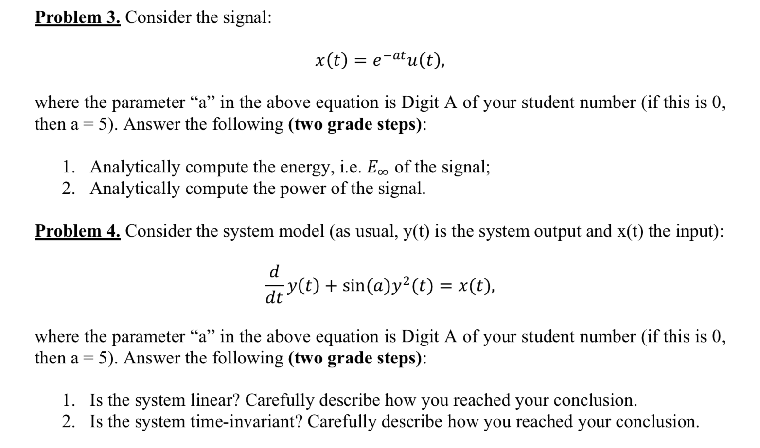Solved Use a = 3 And answer the problems using MATLAB and | Chegg.com