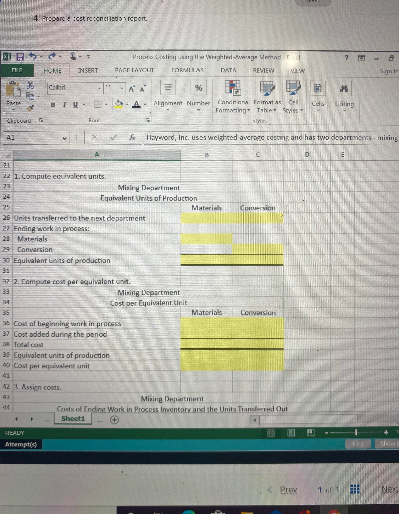 Solved Process Costing using the Weighted-Average Method | Chegg.com