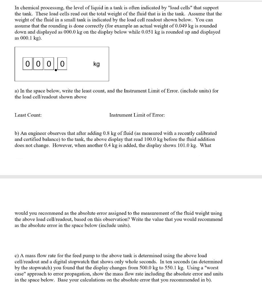 Solved In chemical processıng, the level of liquid in a tank | Chegg.com