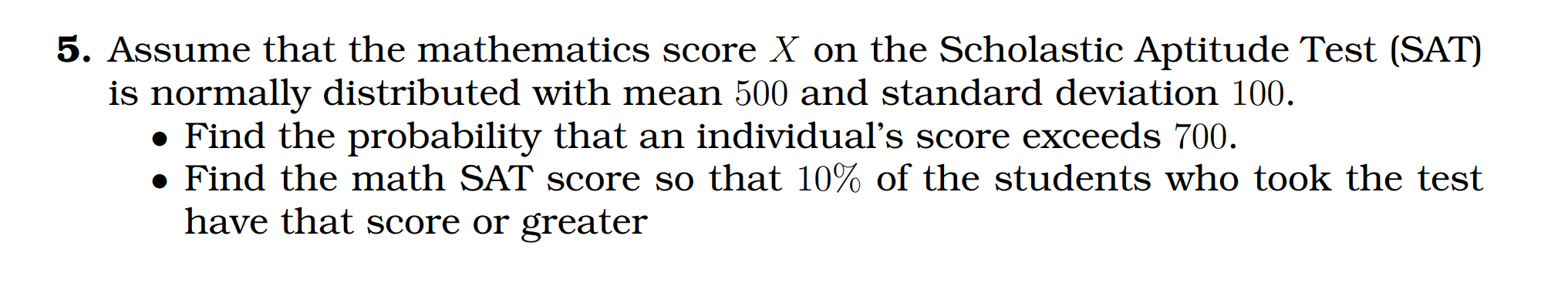 Solved 5. Assume that the mathematics score X on the | Chegg.com