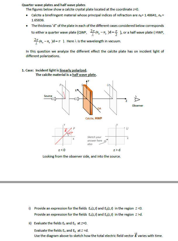 Solved Quarter wave plates and half wave plates The figures | Chegg.com