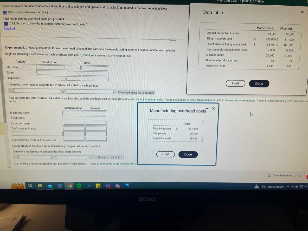 Solved Potvin Company produces mathematical and financial | Chegg.com