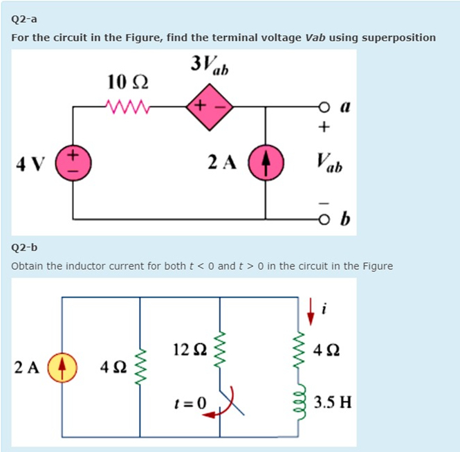 Solved Q2-aFor the circuit in the Figure, find the terminal | Chegg.com