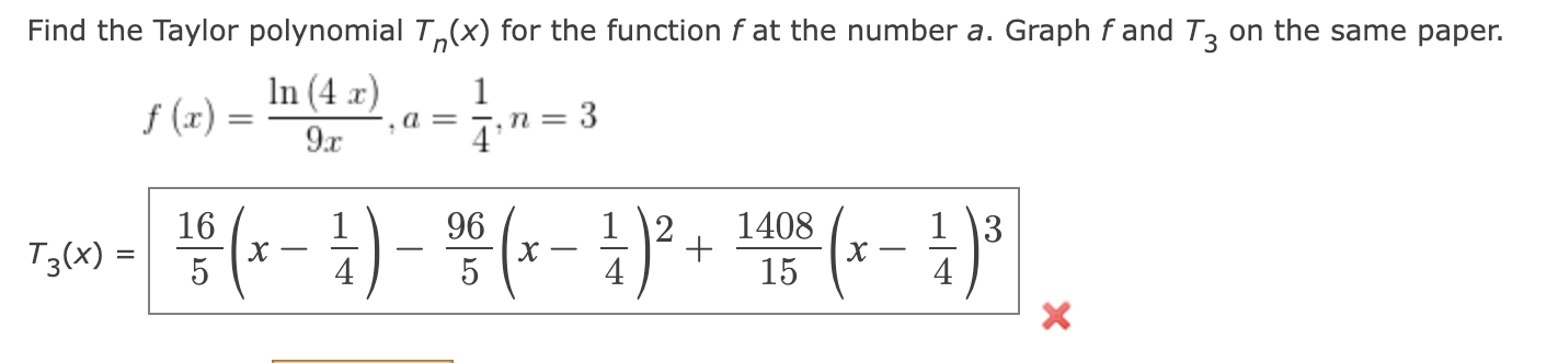 Solved Find the Taylor polynomial Tn(x) ﻿for the function f | Chegg.com