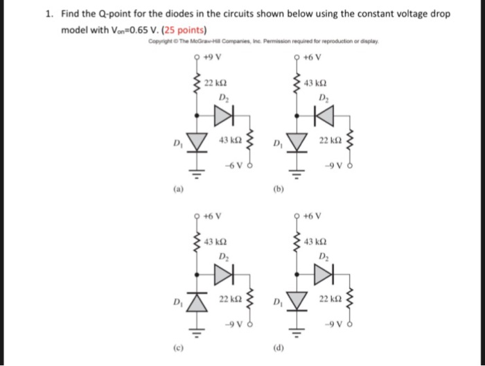 Solved Find the Q-point for the diodes in the circuits shown | Chegg.com