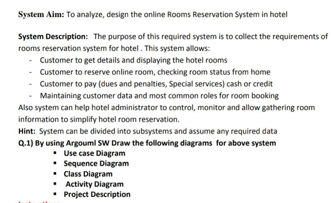 Solved System Aim: To analyze, design the online Rooms | Chegg.com