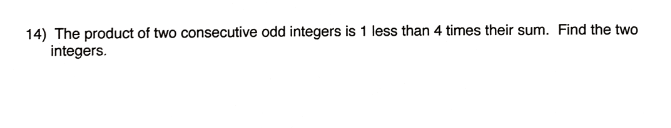 Solved 14) The product of two consecutive odd integers is 1 | Chegg.com