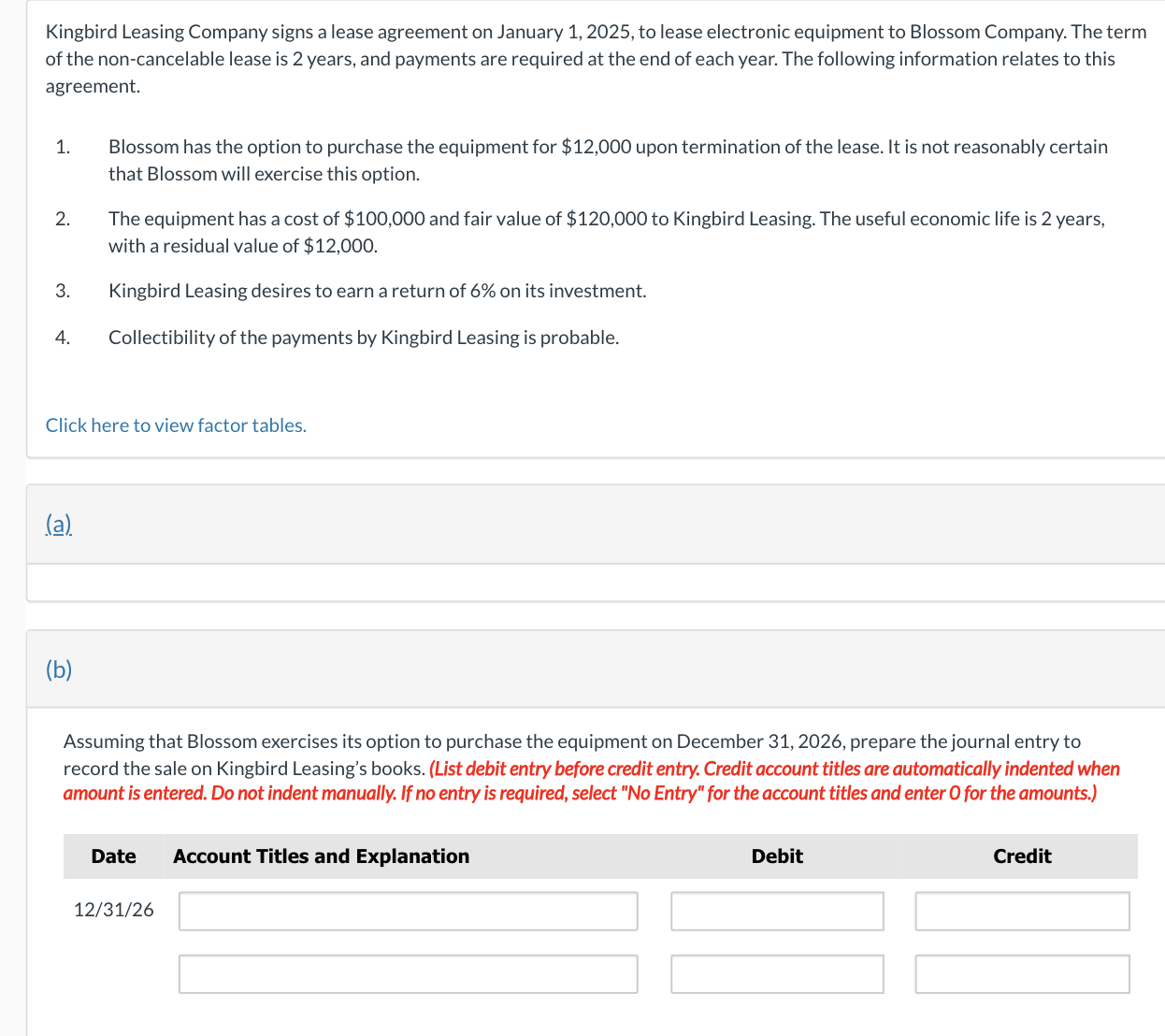Solved Kingbird Leasing Company signs a lease agreement on | Chegg.com