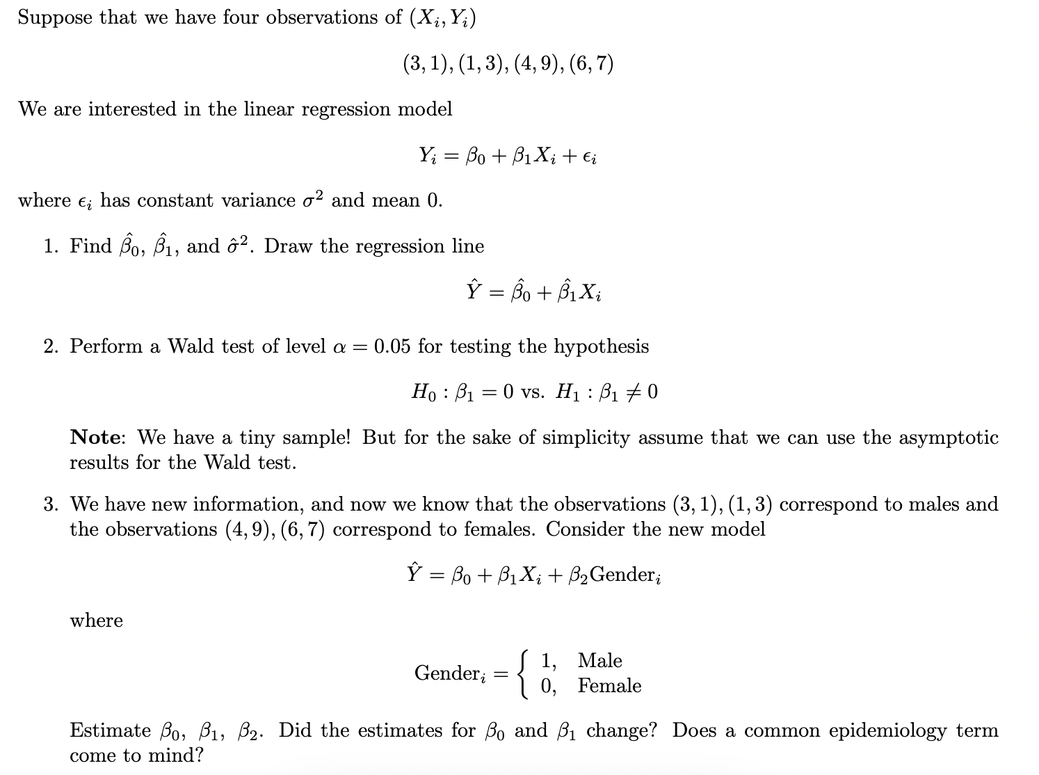 Solved Suppose that we have four observations of | Chegg.com