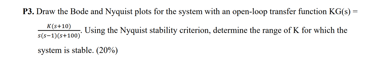 Solved P3. Draw the Bode and Nyquist plots for the system | Chegg.com