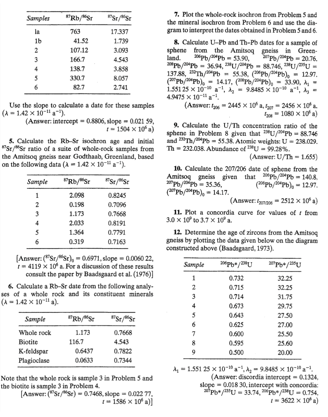 Solved 7. Plot the whole-rock isochron from Problem 5 and | Chegg.com