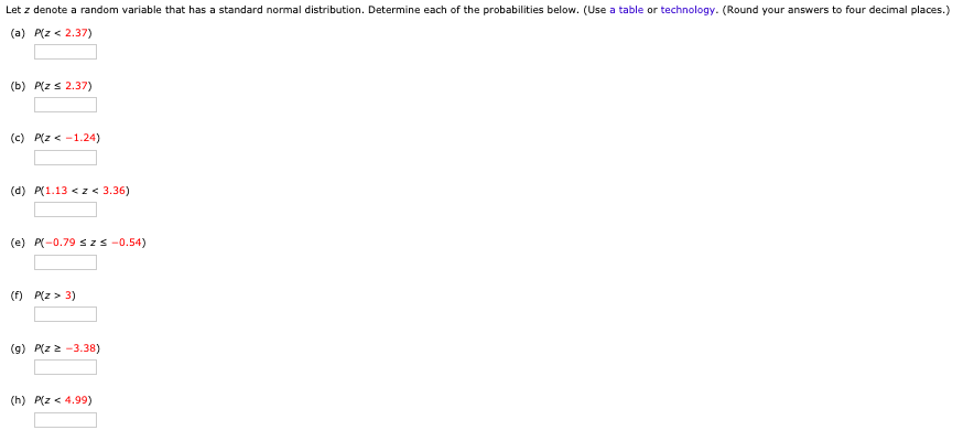 Solved Let z denote a random variable that has a standard | Chegg.com