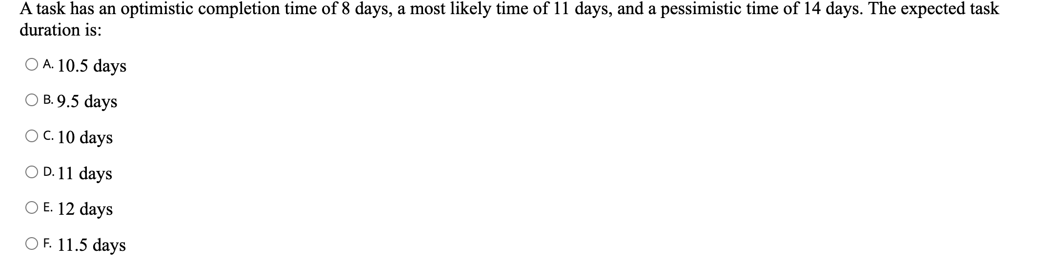 Solved A task has an optimistic completion time of 8 days, a | Chegg.com