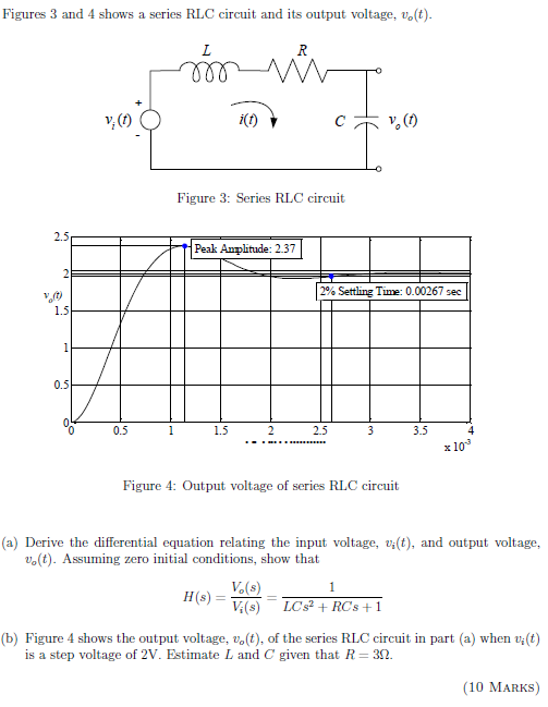 Solved Figures 3 and 4 shows a series RLC circuit and its | Chegg.com