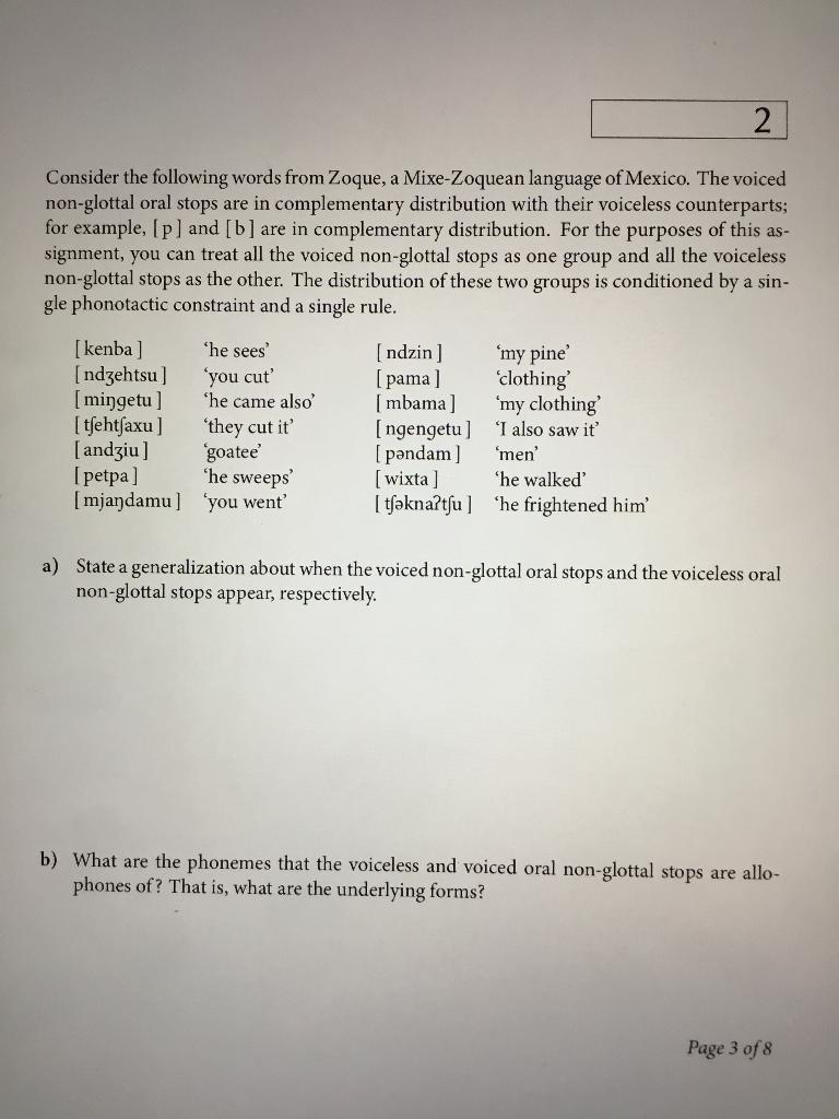 A) State a generalization about when the voiced | Chegg.com