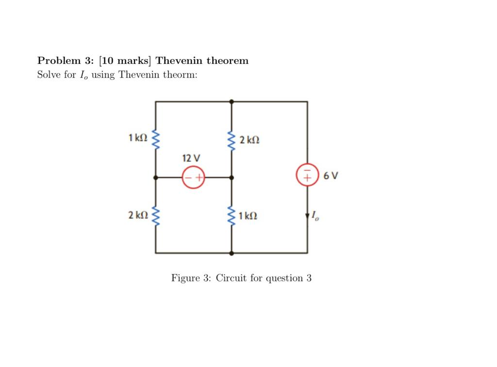 Solved Problem 3: [10 marks] Thevenin theorem Solve for Io | Chegg.com