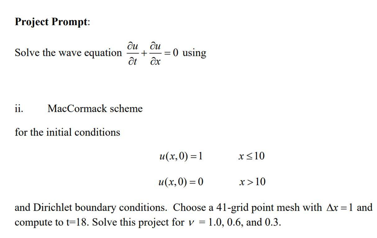 Project Prompt: Solve the wave equation ∂t∂u+∂x∂u=0 | Chegg.com