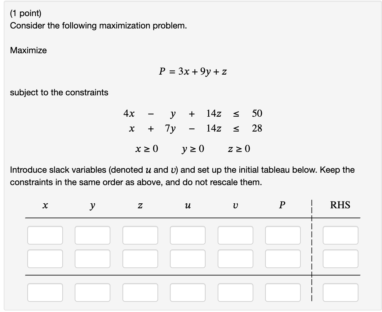 Solved 1 Point Consider The Following Maximization