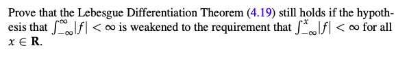 Solved Prove that the Lebesgue Differentiation Theorem | Chegg.com