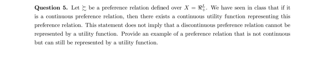 Solved Question 5. Let ≿ be a preference relation defined | Chegg.com