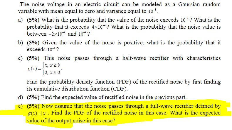 Solved The noise voltage in an electric circuit can be | Chegg.com
