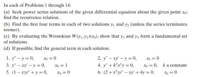 Solved In each of Problems 1 through 14 : (a) Seek power | Chegg.com