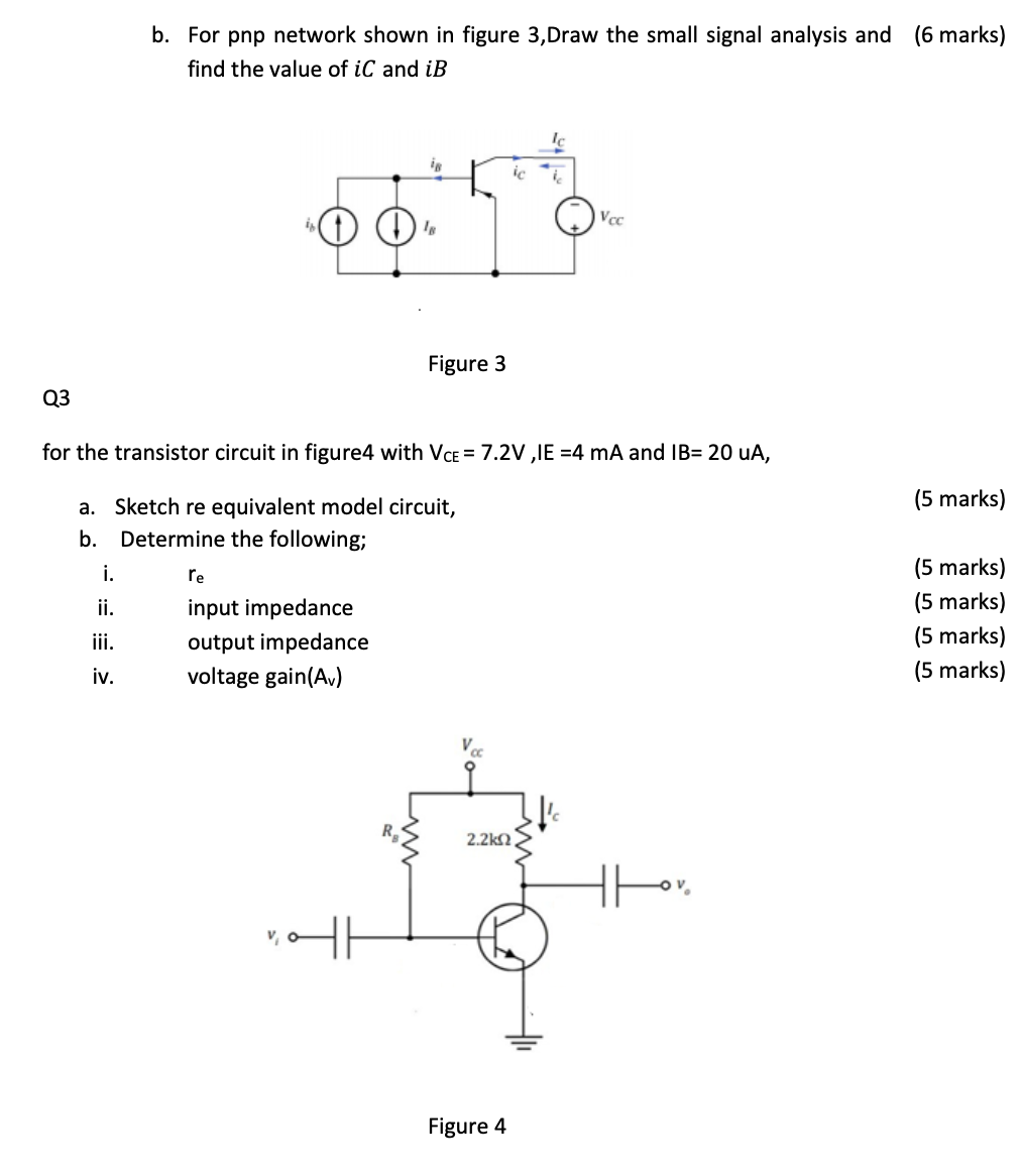Solved b. For pnp network shown in figure 3,Draw the small | Chegg.com