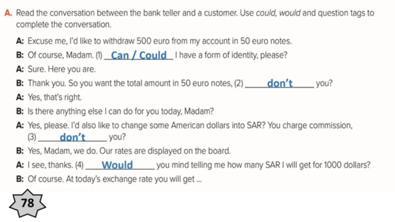 Solved A. Read the conversation between the bank teller and | Chegg.com