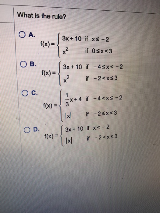 Solved Give the rule that describes the piecewise-defined | Chegg.com