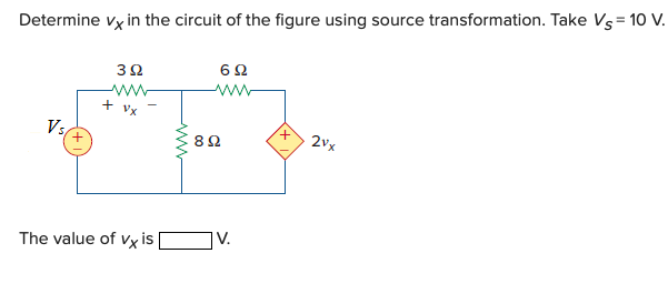 Solved Determine vx ﻿in the circuit of the figure using | Chegg.com